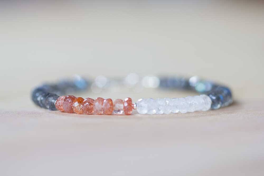 Labradorite Rainbow Moonstone & Sunstone Bracelet - Etsy