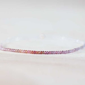 Ultra Delicate Spinel Stretch Bracelet With Clear Quartz, Multi Colored ...