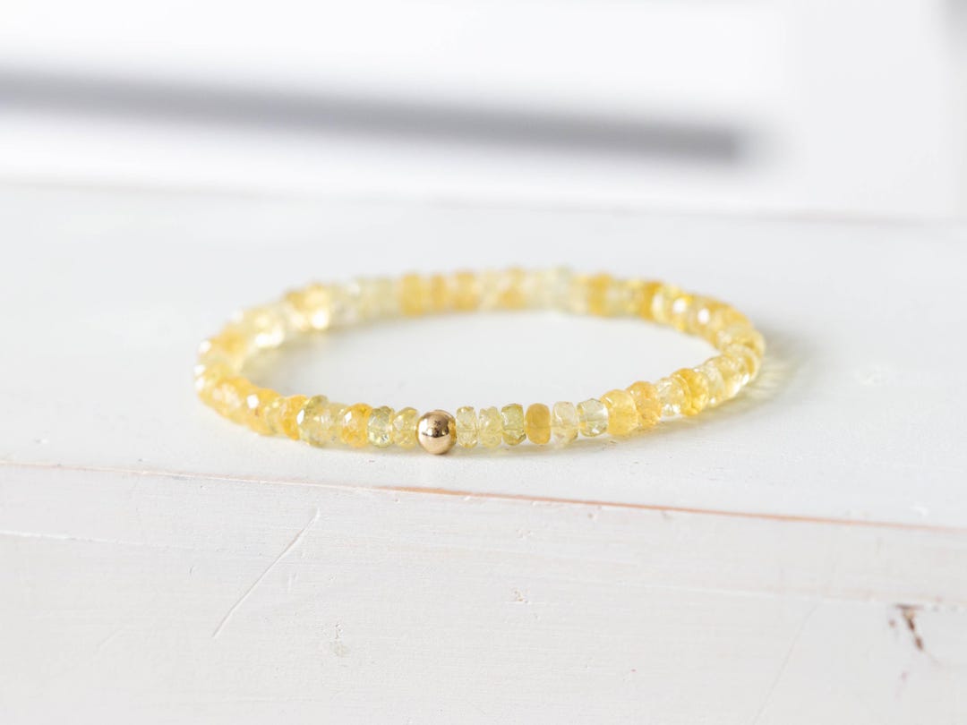 Heliodor Stretch Bracelet: Genuine Yellow Beryl Jewelry - Etsy