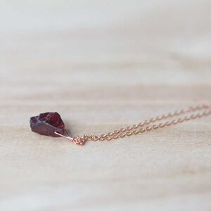 Small Raw Garnet Necklace on Gold Filled, Oxidized Sterling or Sterling ...