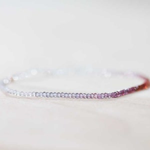 Ultra Delicate Spinel Stretch Bracelet With Clear Quartz, Multi Colored ...
