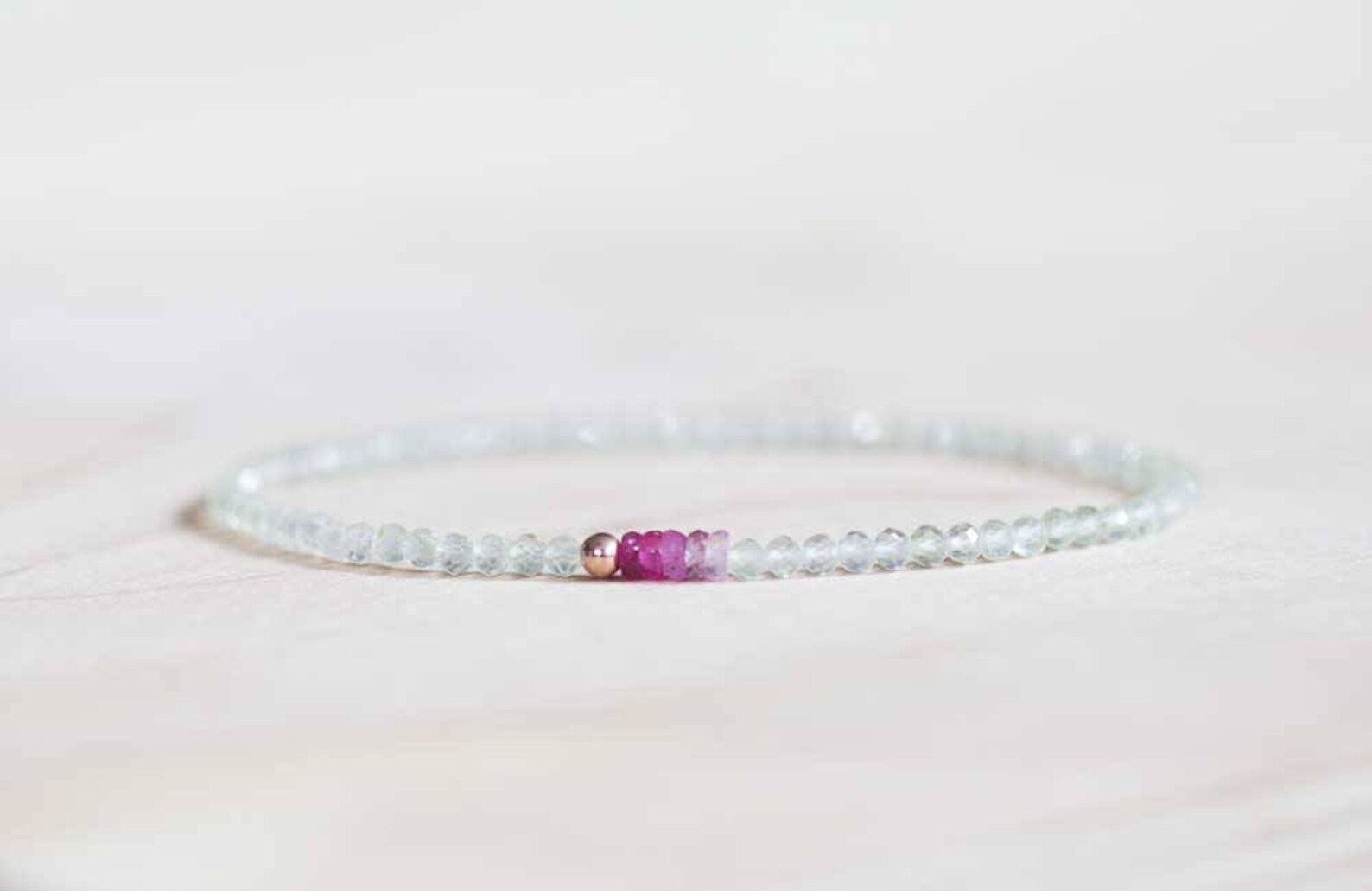 Prehnite Bracelet With Pink Sapphire Beaded Pale Light Green - Etsy