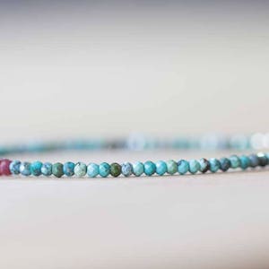 Dainty Turquoise & Ruby Bracelet, Delicate Beaded Multi Gemstone ...