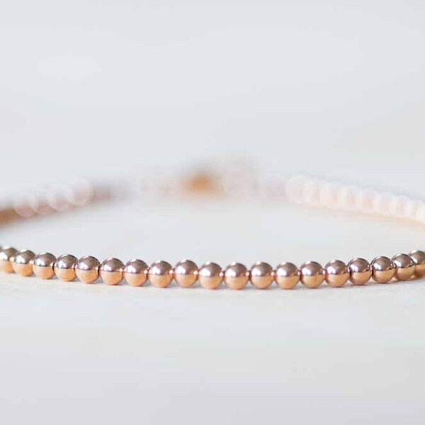 Rose Gold Beaded Bracelets - Etsy