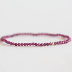 Dainty Ruby Stretch Bracelet, Delicate Elastic Jewelry, Faceted Small Pink Red Gemstone Beads - Etsy