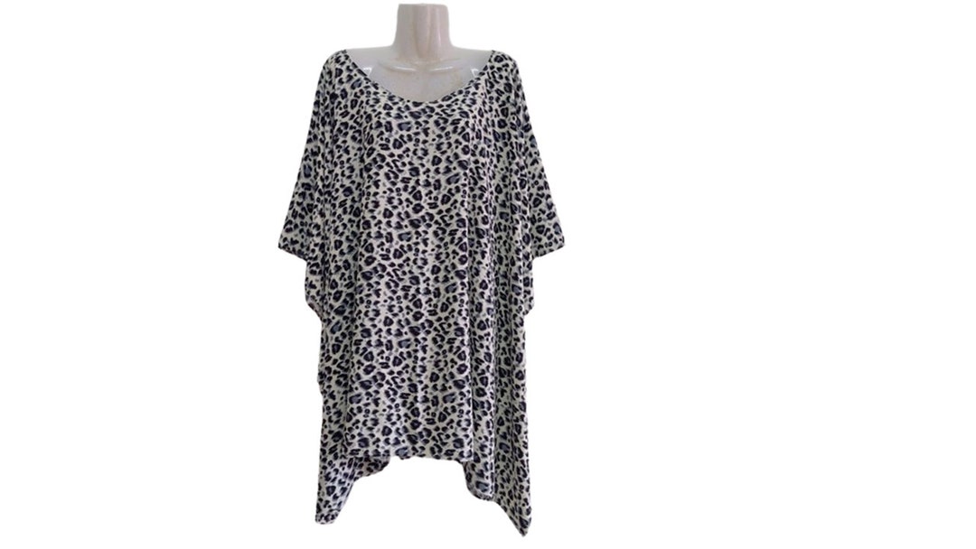 Ladies Plus Size Leopard Skin Top Tunic Blouse Cover up Women Loose ...