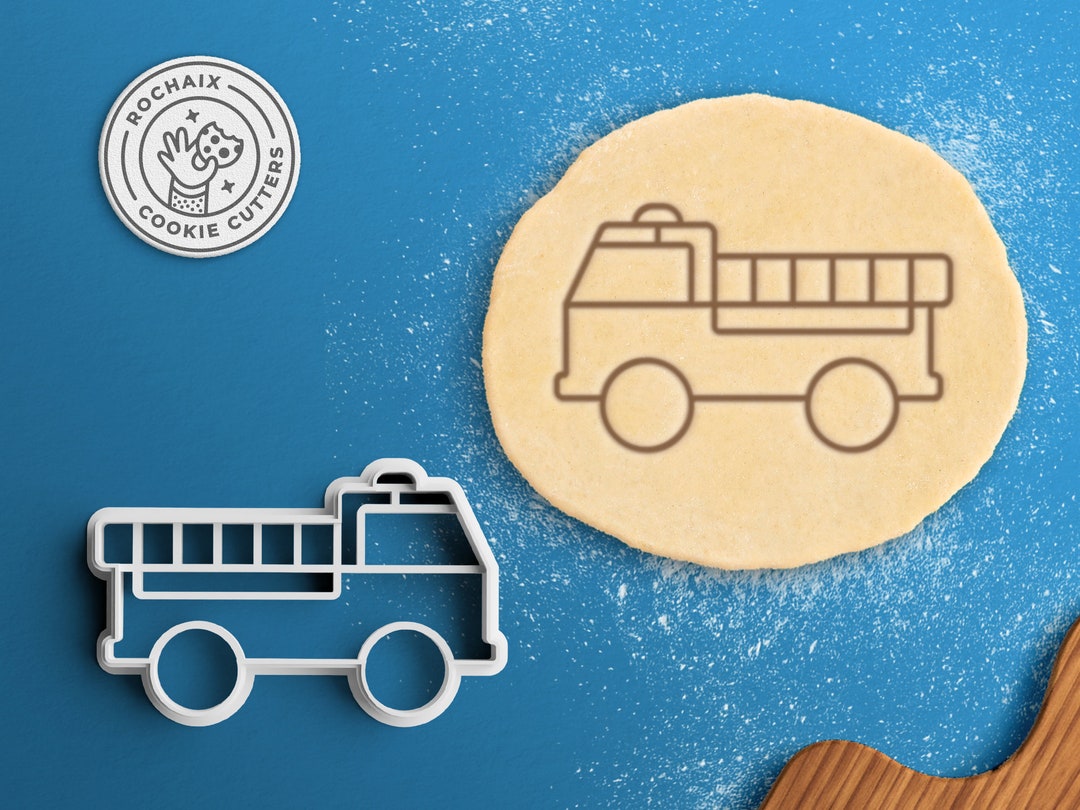 Fire Truck Cookie Cutter – Firefighter Cookie Cutter Flame Cookie ...