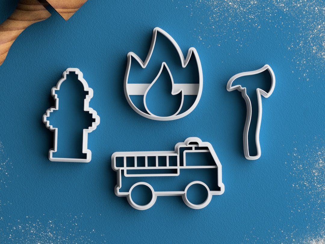 Firefighter Cookie Cutter – Fire Truck Cookie Cutter Flame Cookie ...