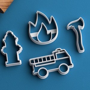 Firefighter Cookie Cutter – Fire Truck Cookie Cutter Flame Cookie ...