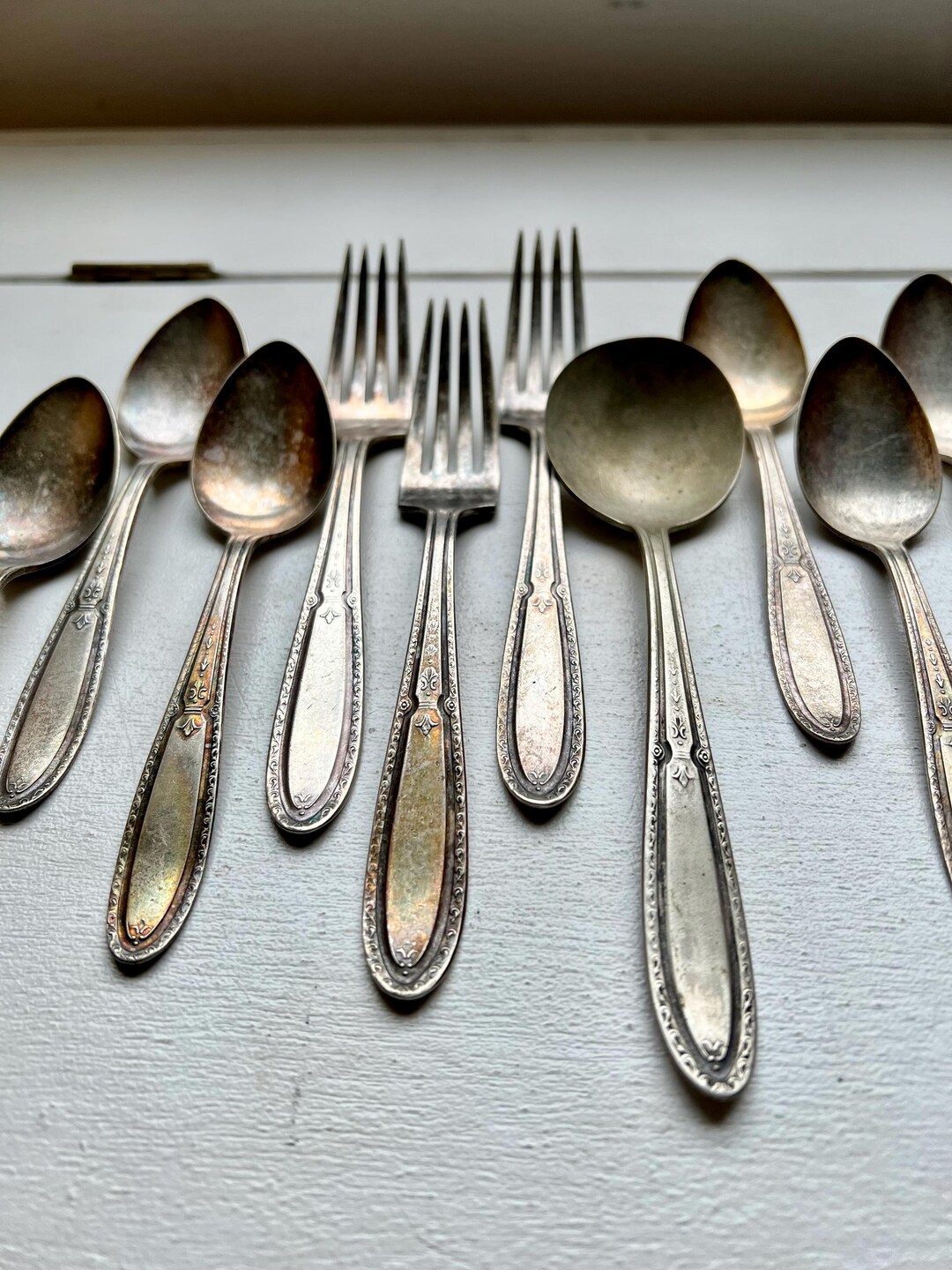 Isabella Silver Plate Spoon and Fork Set: Vintage Silverware, 10 Piece ...