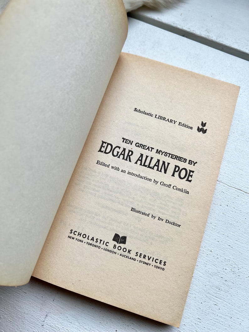 1960 Edgar Allan Poe Book: Ten Great Mysteries, Gothic Horror Poems - Etsy