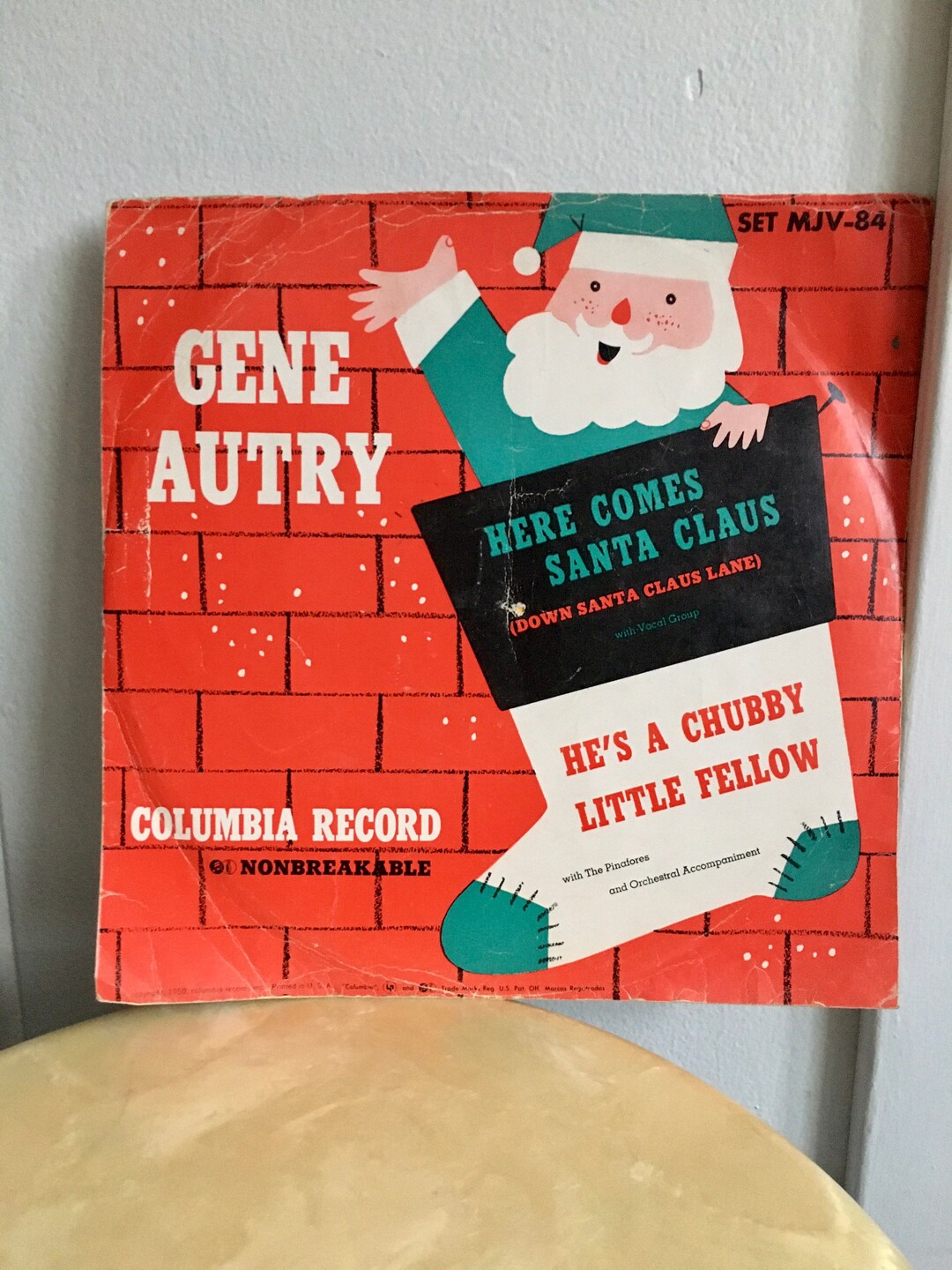 Vintage Christmas Record Vinyl Home Decor Santa Gene Autry Xmas Album ...