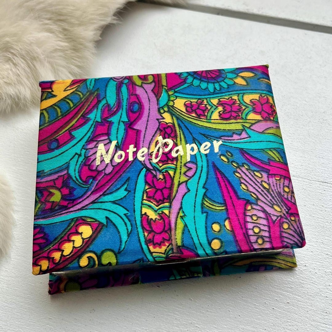 1960s Notepaper Caddy Paper Box Holder Stationary Paisley Retro Mid ...