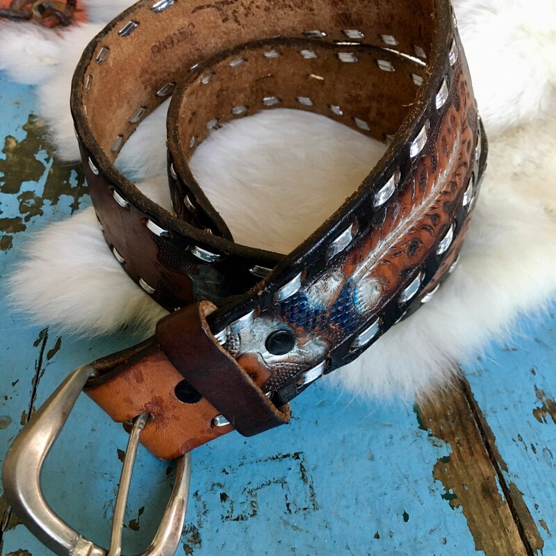 Vintage Leather Belt - Etsy