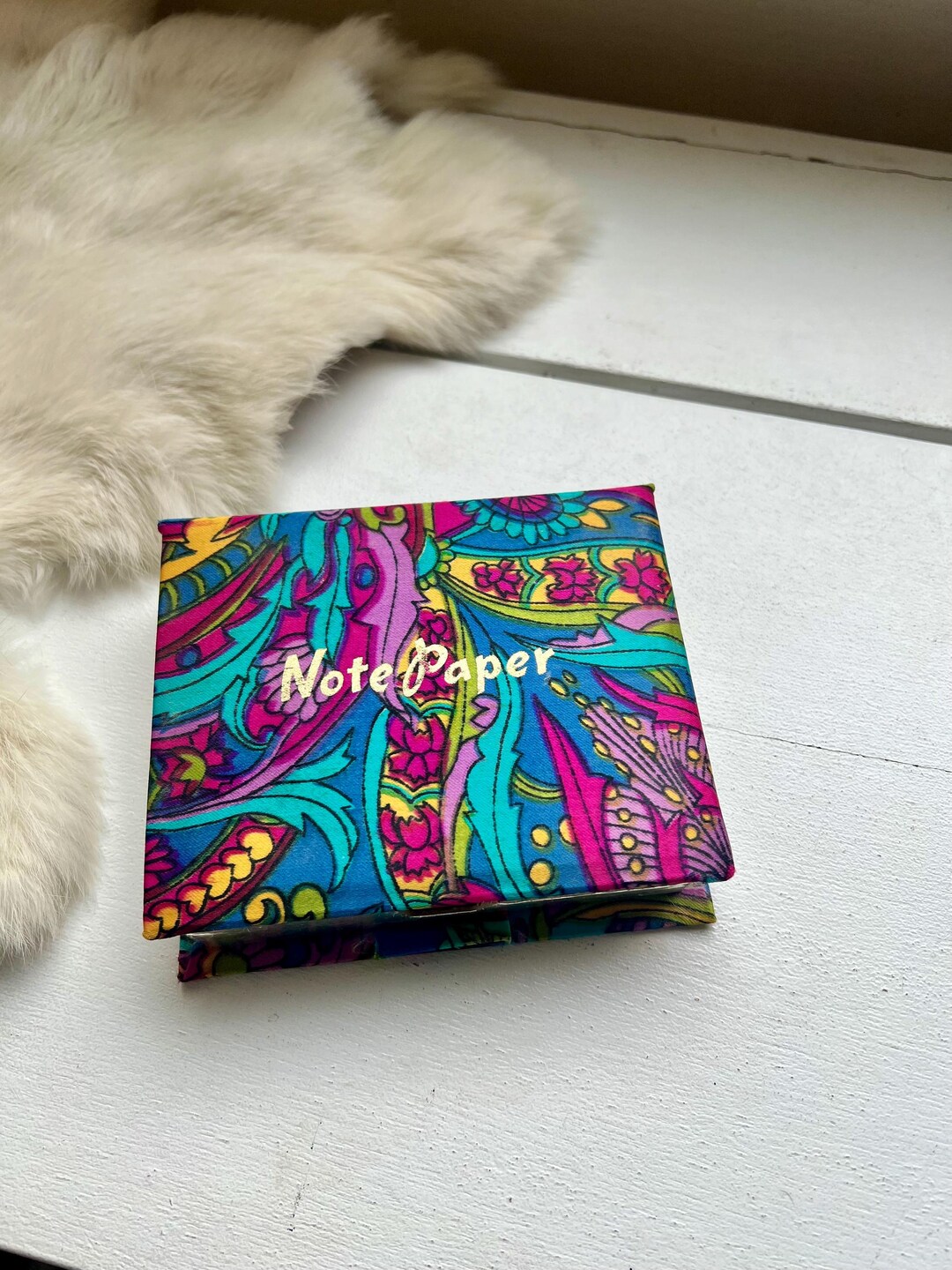 1960s Notepaper Caddy Paper Box Holder Stationary Paisley Retro Mid ...