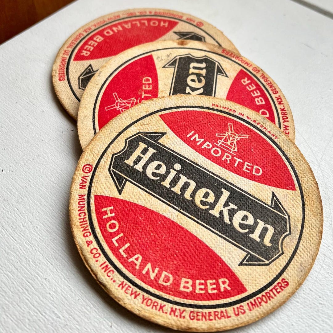 Vintage Heineken Beer Coasters: Dutch Bar Decor, Set of 3 - Etsy
