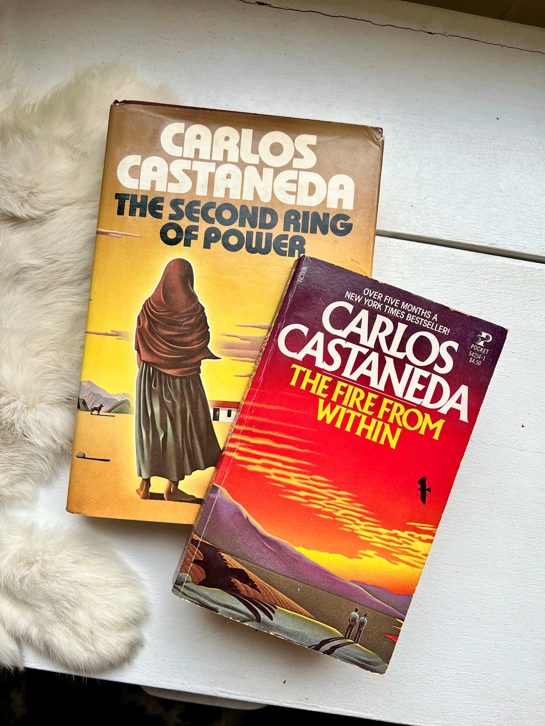 Vintage Carlos Castaneda Book Set Fire From Within Ring of Power Don Juan Psychedelic ...