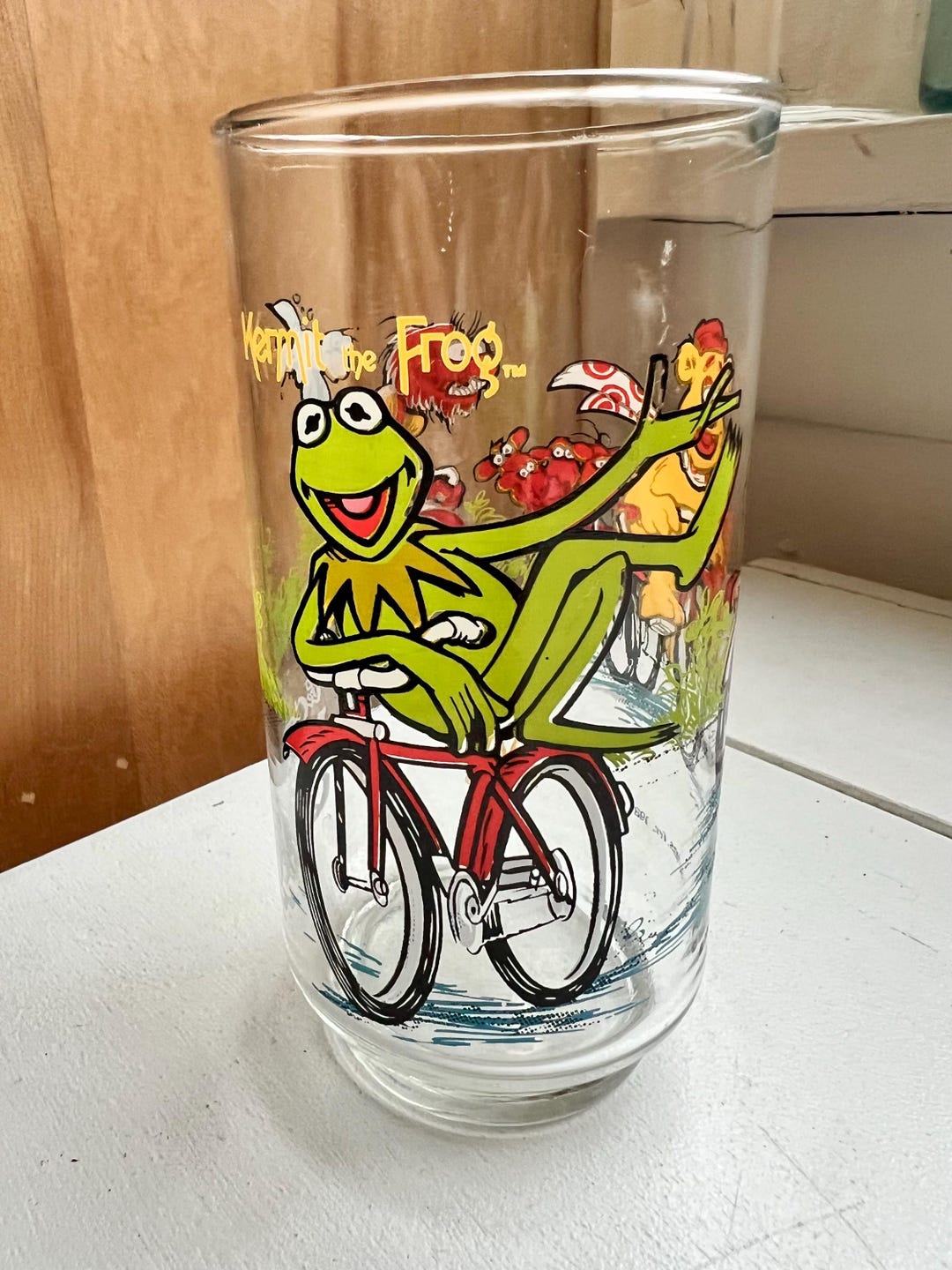 Vintage 1981 the Muppets Kermit the Frog Animal Fozzie Glass Drink Wear ...
