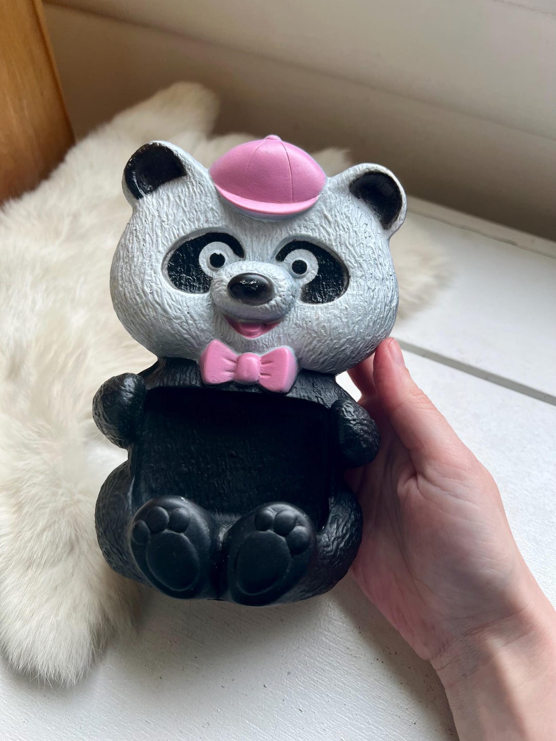 Vintage Avon Randy Pandy Panda Soap Dish Soap Holder Black White Pink ...