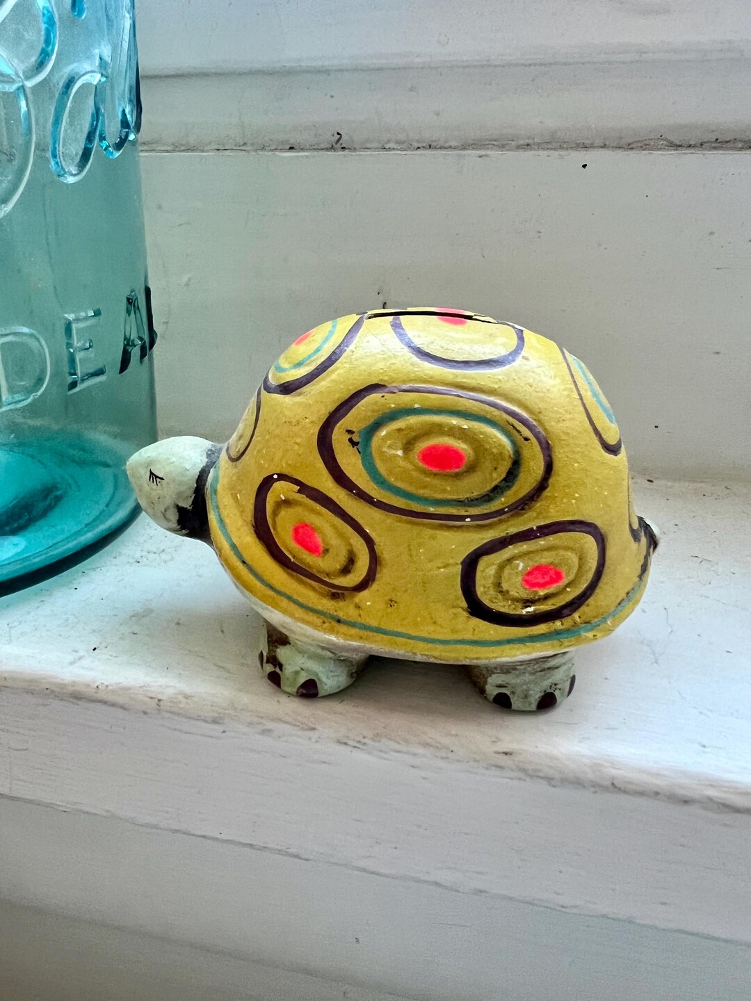 Vintage Turtle Piggy Bank Tortoise 1960s 1970s Coin Bank Retro Coin ...