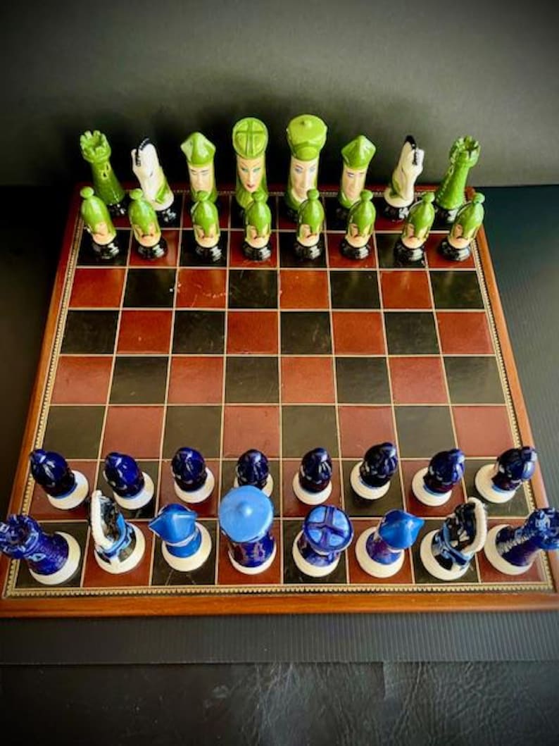 Vintage Medieval Chess Set: Large Hand-painted Duncan Mold Pieces ...