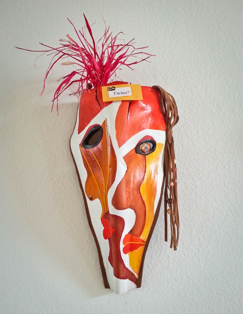 Palm Frond Mask Titled Twins- Handmade by Vicki Griffin- Hand Painted ...