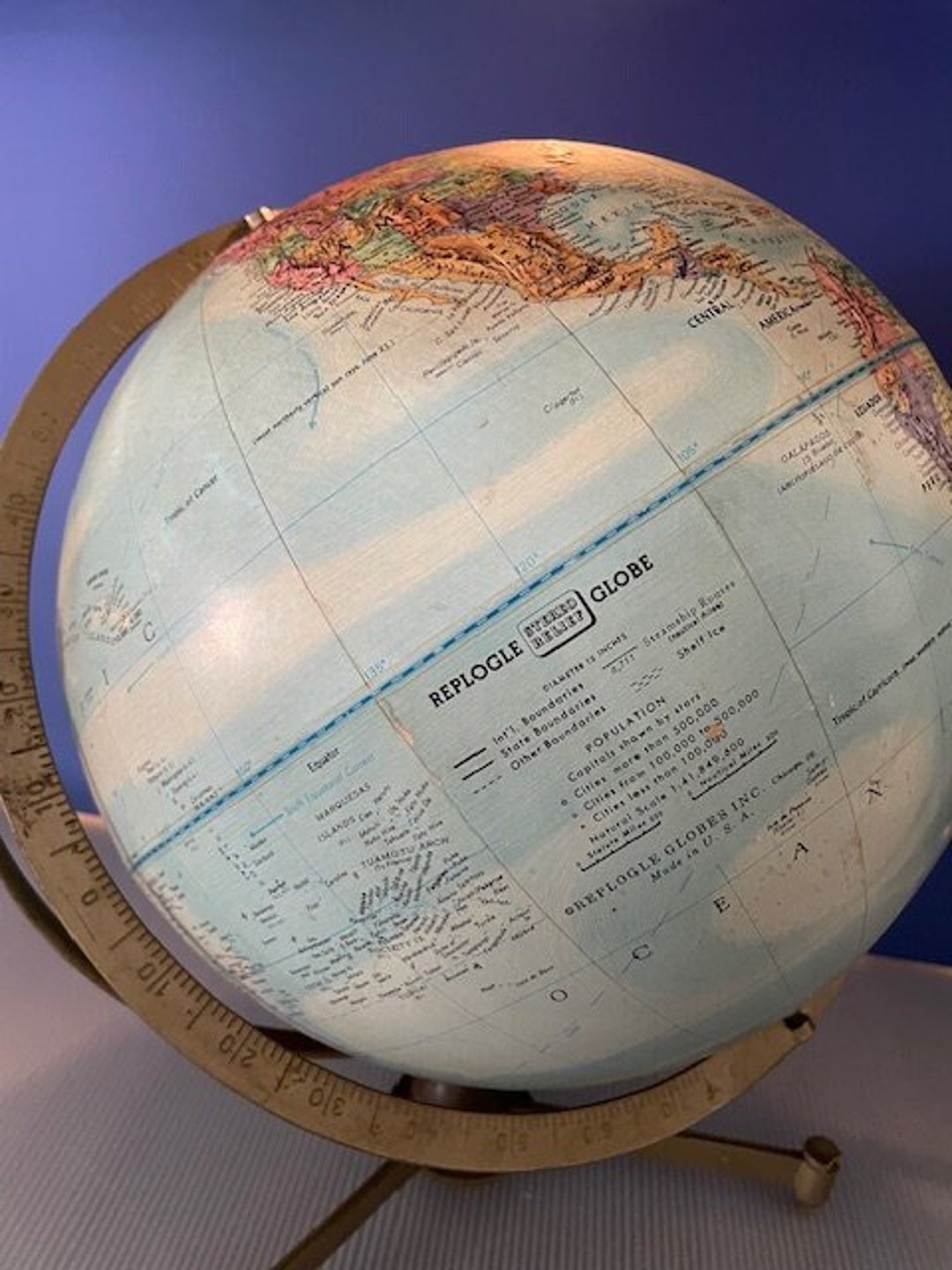 1960's Replogle 12" World Globe Stereo Relief Series • With Bullet Feet ...