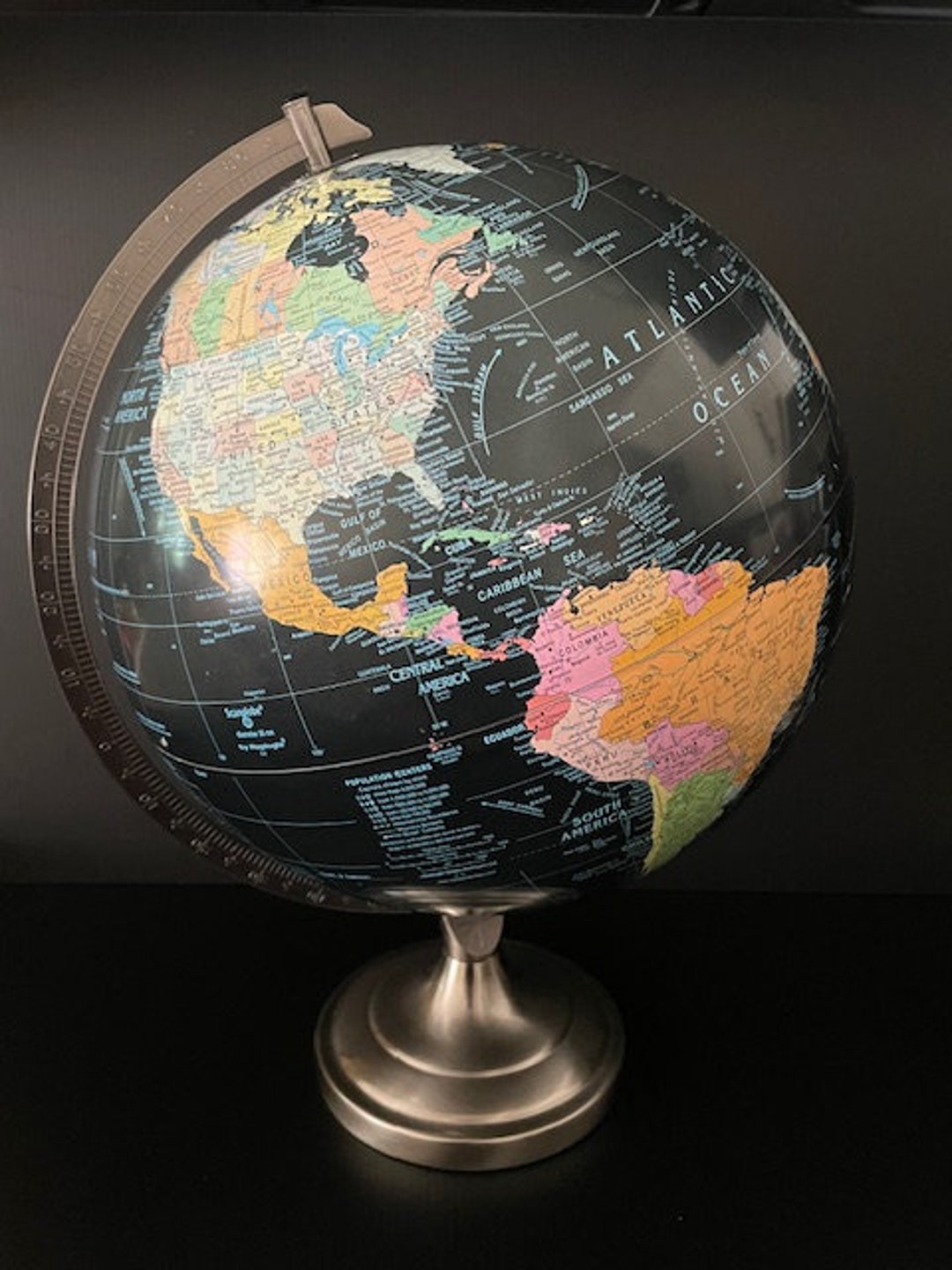 Vintage Replogle 12 Inch Desk Top Model Black World Globe With Stand - Etsy