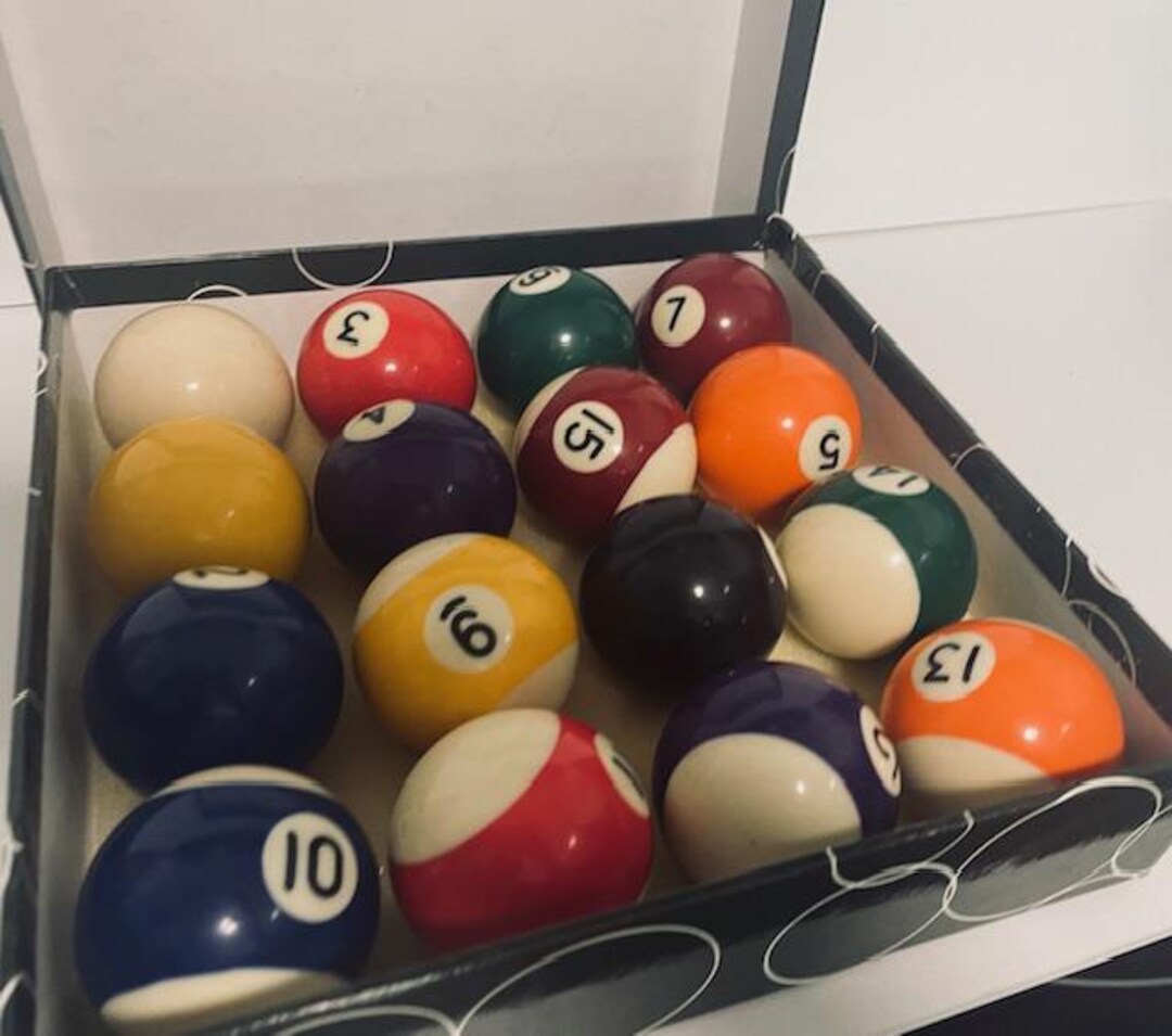 Vintage Set of 16 Billiard / 2" Pool Balls in Original Box - Etsy