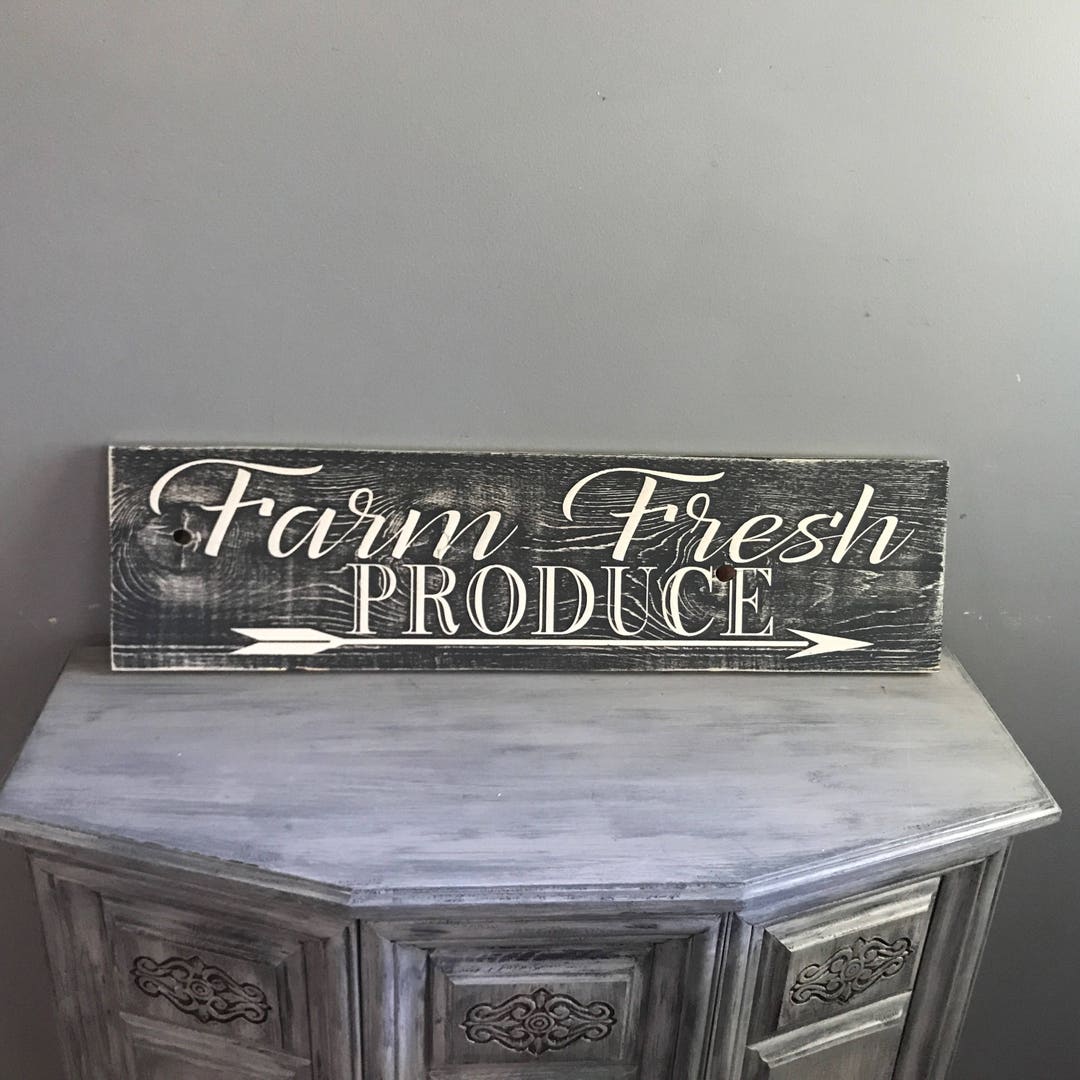 Farm Fresh Produce Sign With Arrow / Farmhouse Wood Sign / Fixer Upper ...