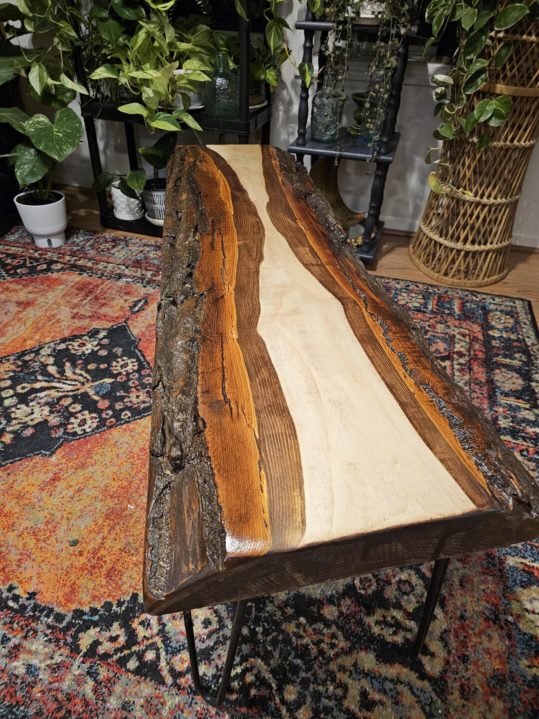 Custom Orders Live Edge Amish Sawn Poplar Bench or Table With Hairpin Legs - Etsy