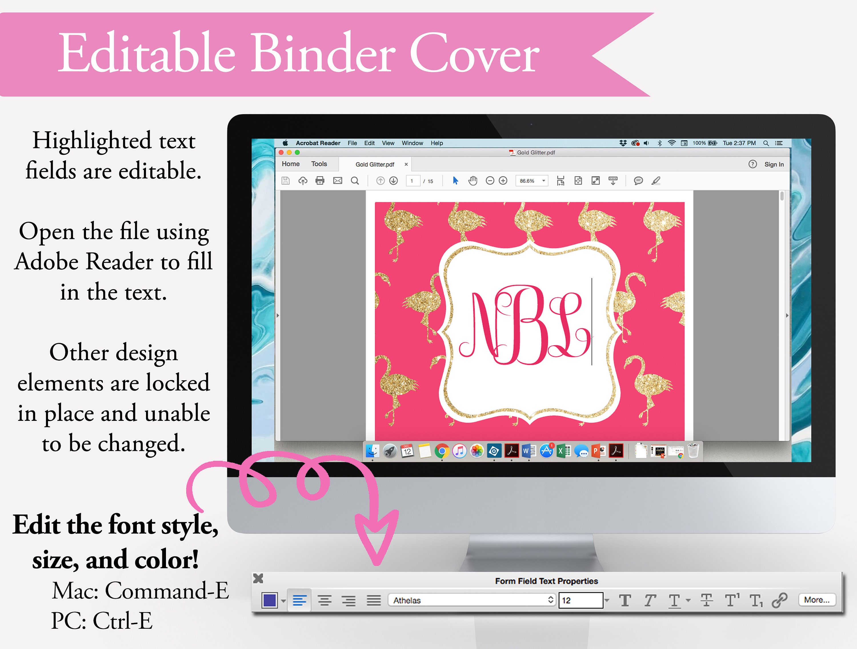 Set of 3 Monogram EDITABLE Binder Covers-gold Glitter - Etsy