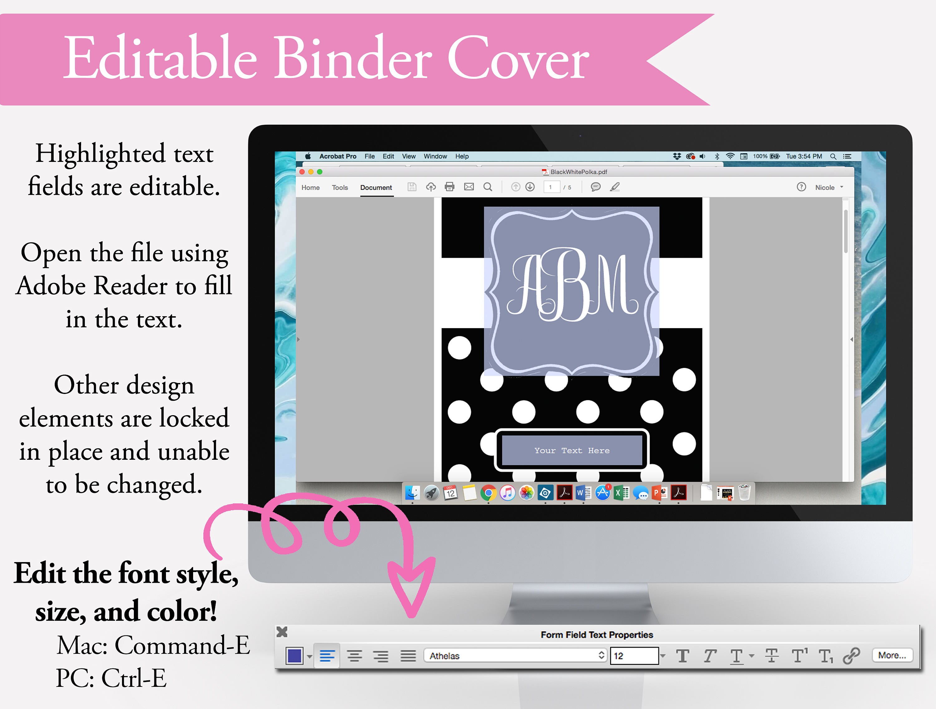 Monogram Binder Cover-personalized Binder Inserts and Spines - Etsy