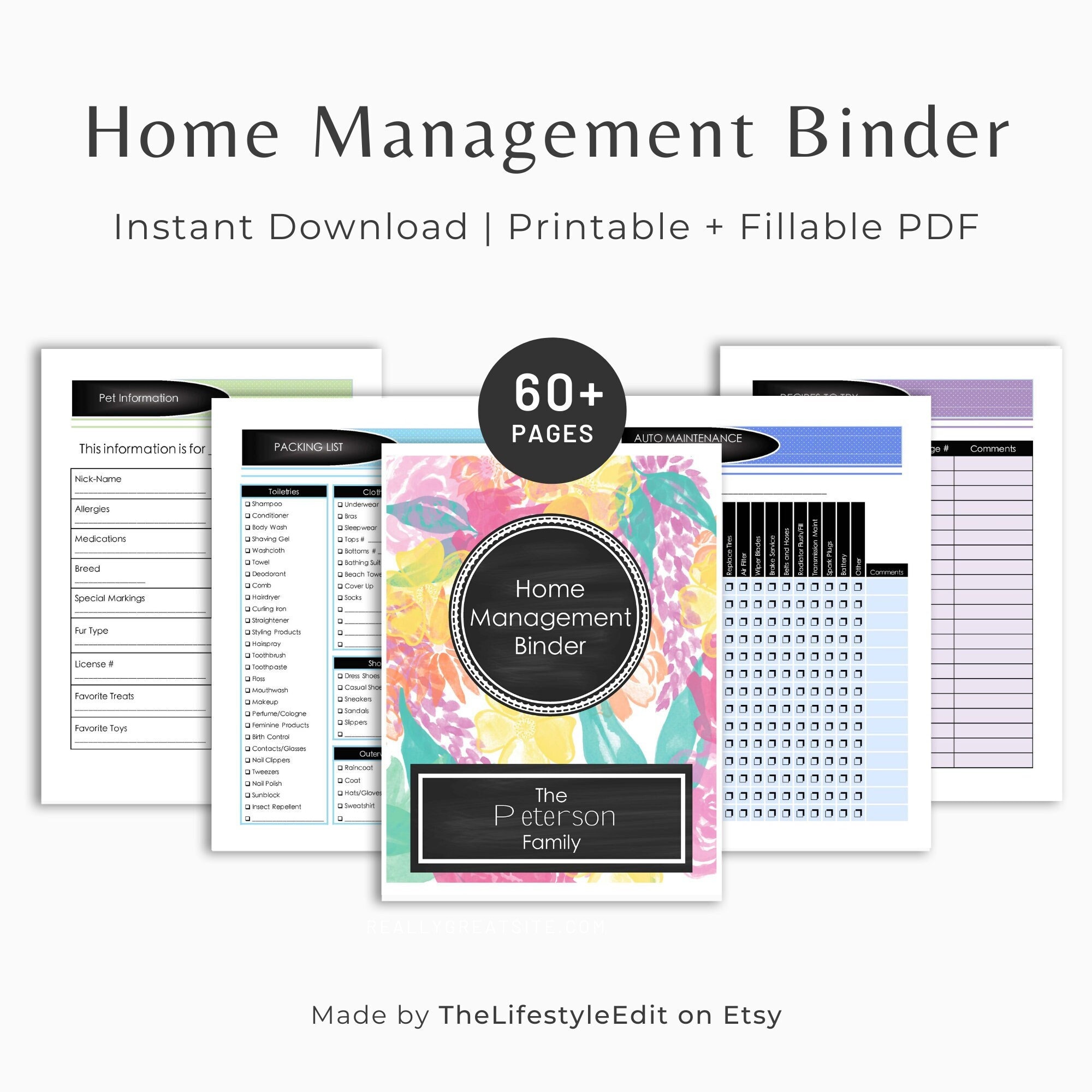 Home Management Notebook Templates