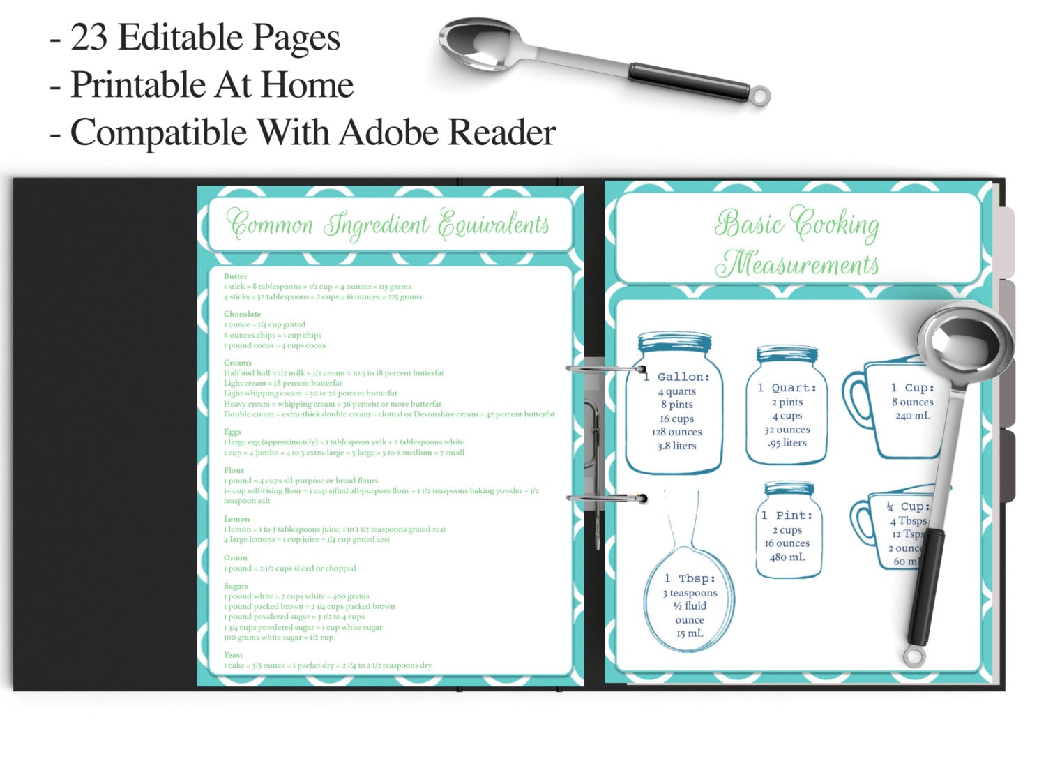 EDITABLE Recipe Book PRINTABLE 23 Pages MATCHING Spines and - Etsy