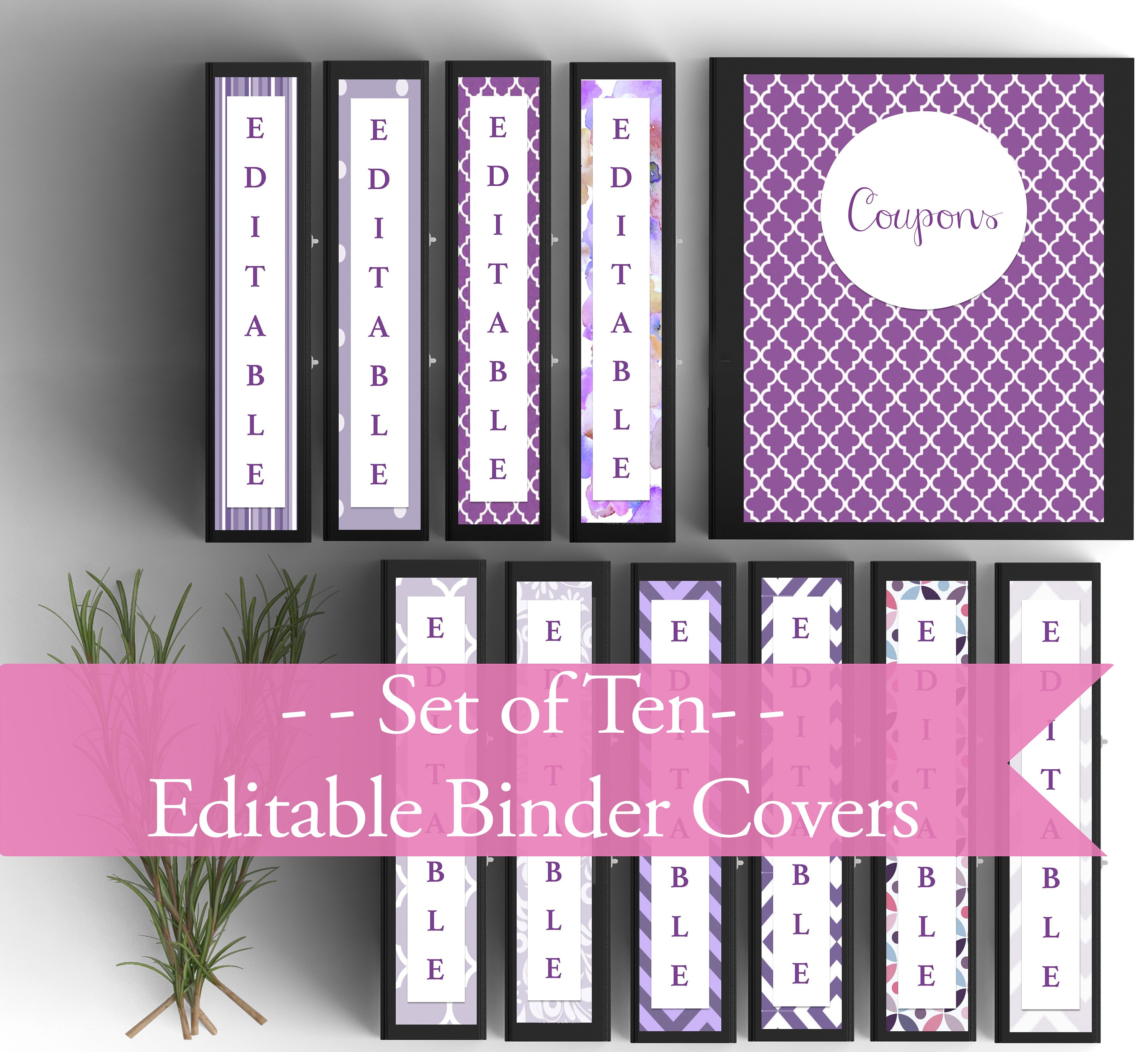 Editable Binder Cover Templates Purple