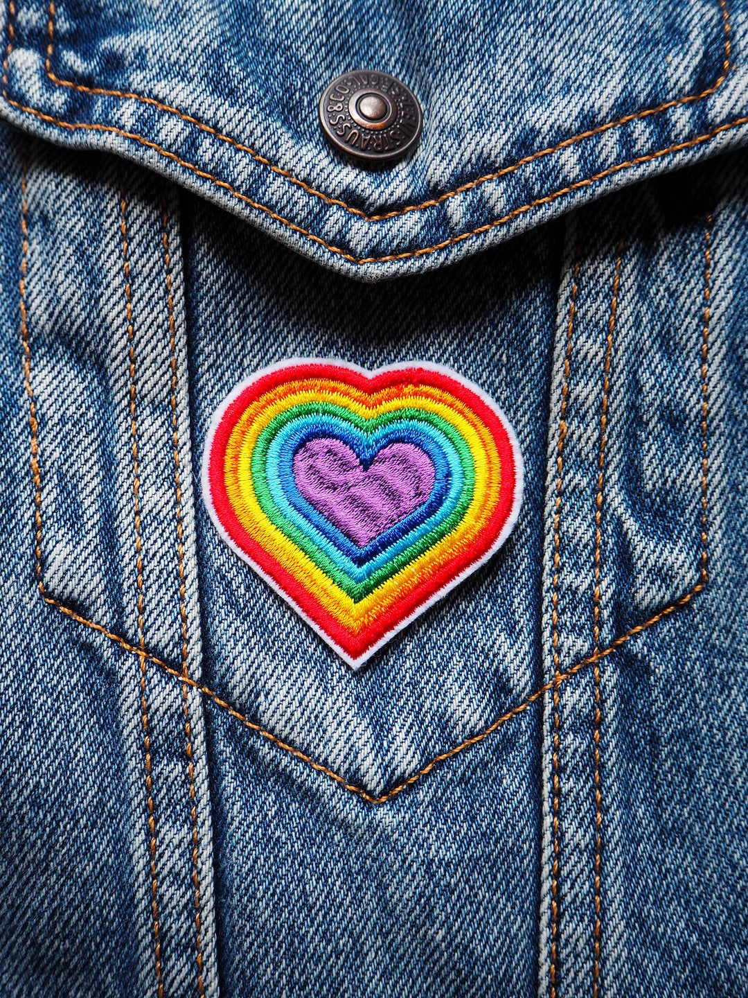 Rainbow Heart Patches - Etsy