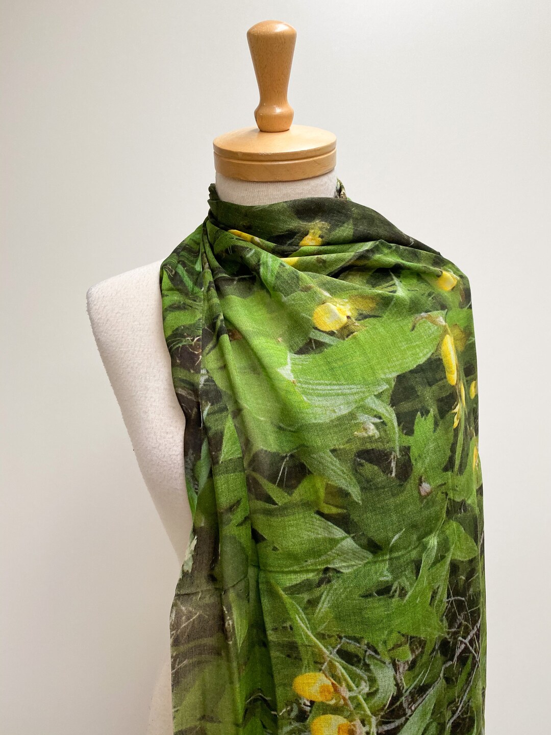 Yellow Lady's Slippers Scarf / Modal and Silk Scarf / Silk Scarf Women ...