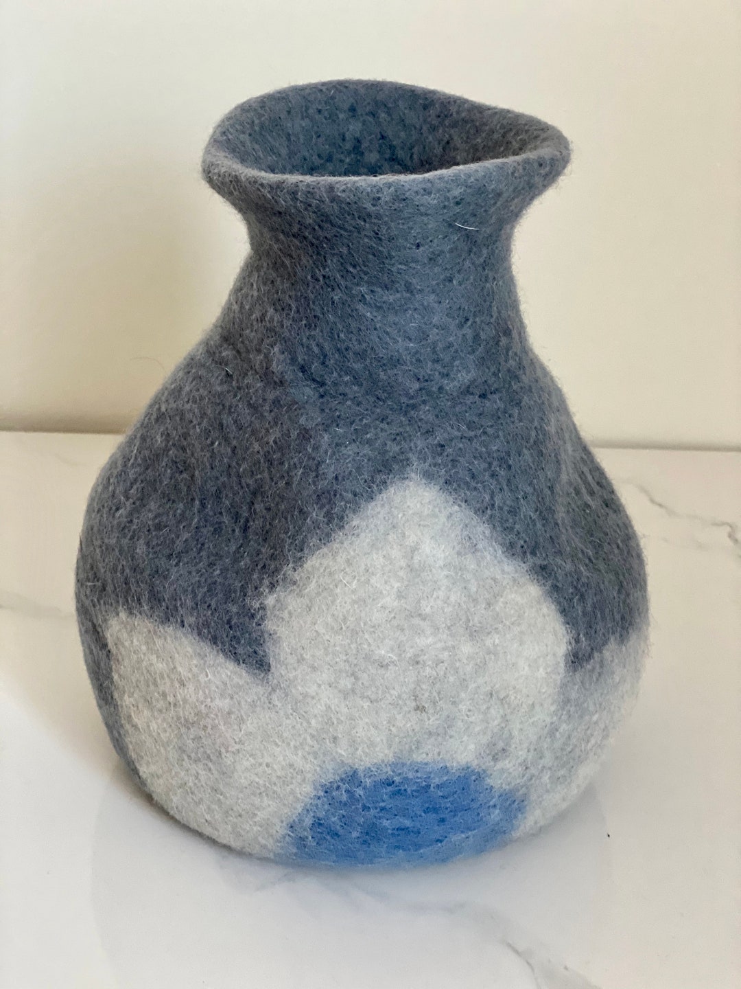 Blue Felt Vase With Flower: Handmade Home Decor - Etsy