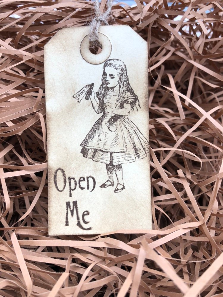 10 Alice in Wonderland Open Me Gift Tags Assorted Brown - Etsy UK