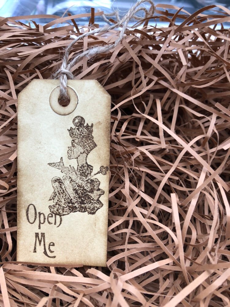 10 Alice in Wonderland Open Me Gift Tags Assorted Brown - Etsy UK