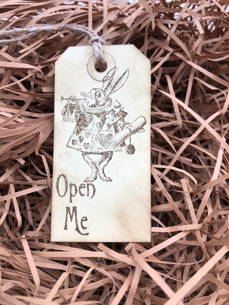 10 Alice in Wonderland Open Me Gift Tags Assorted Brown - Etsy UK