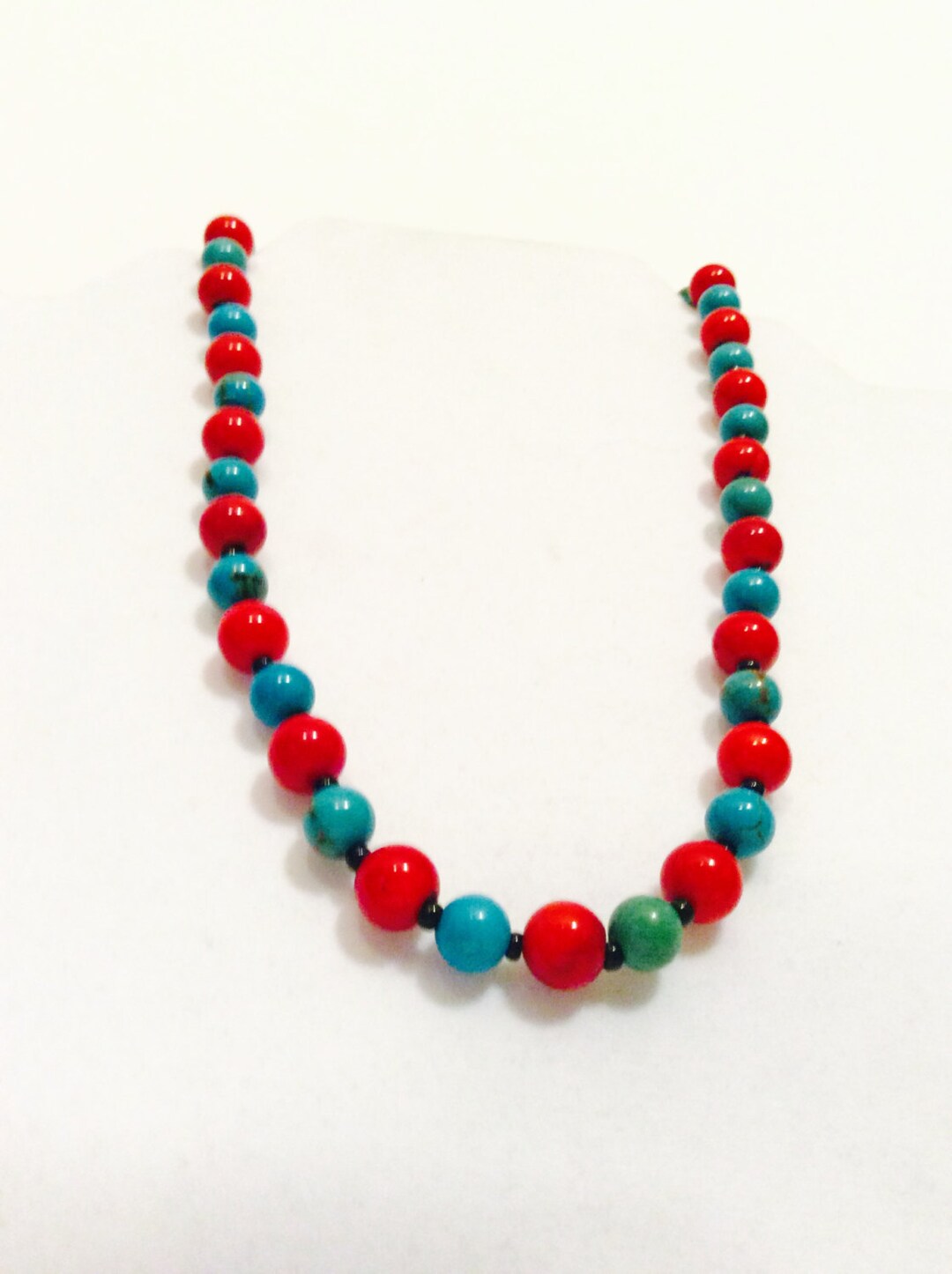 Handmade Turquoise and Coral Choker Necklace, Coral Turquoise ...