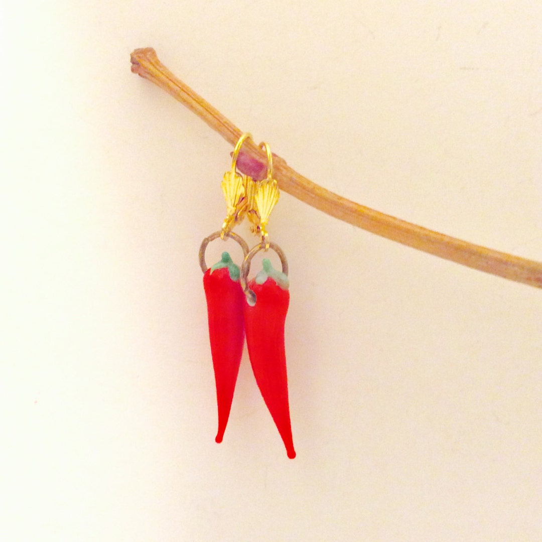 Red Pepper Earrings, Chile Pepper Earrings, Garden Jewelry, Hot Pepper ...