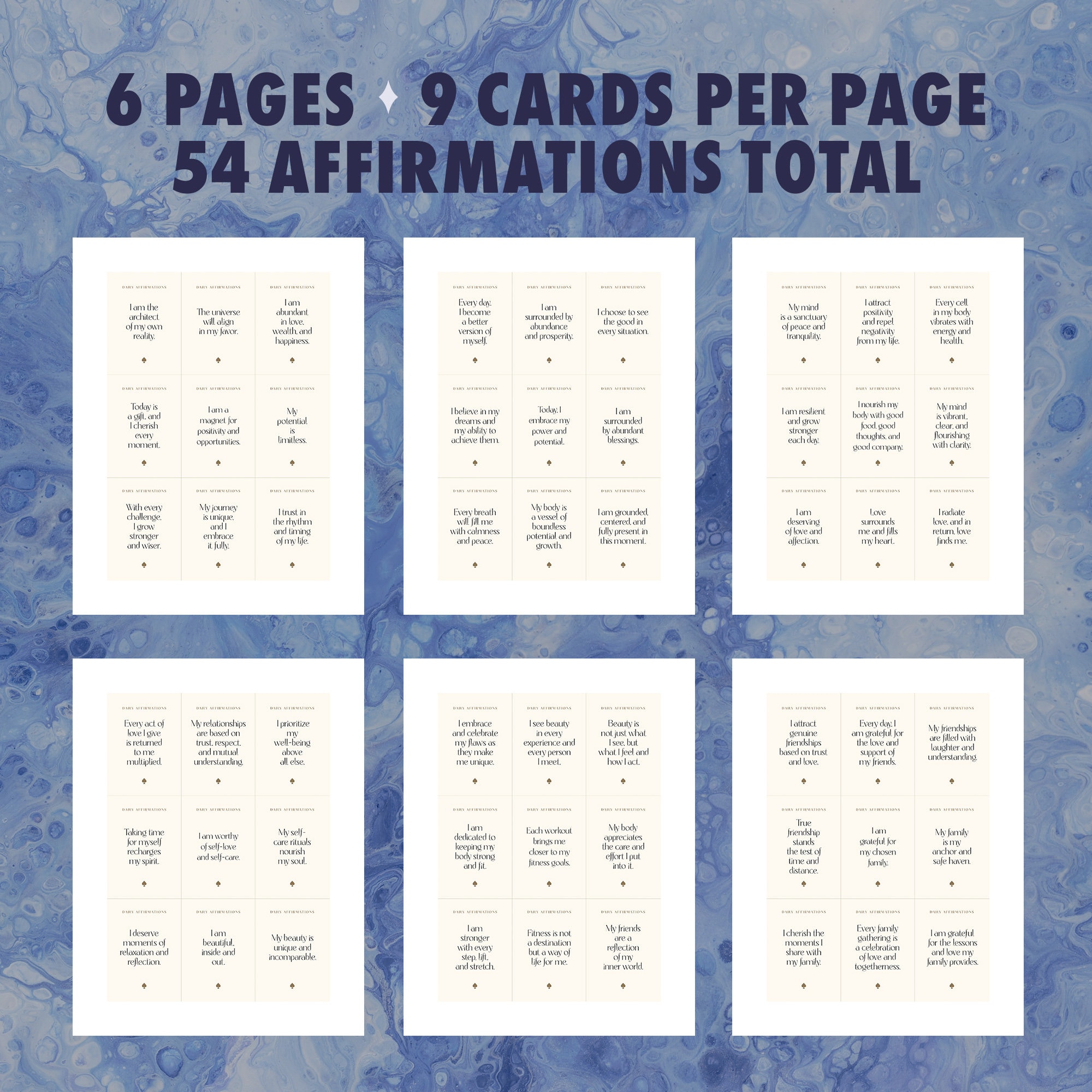 54 Daily Affirmations - INSTANT DOWNLOAD - Printable Pdf - Etsy