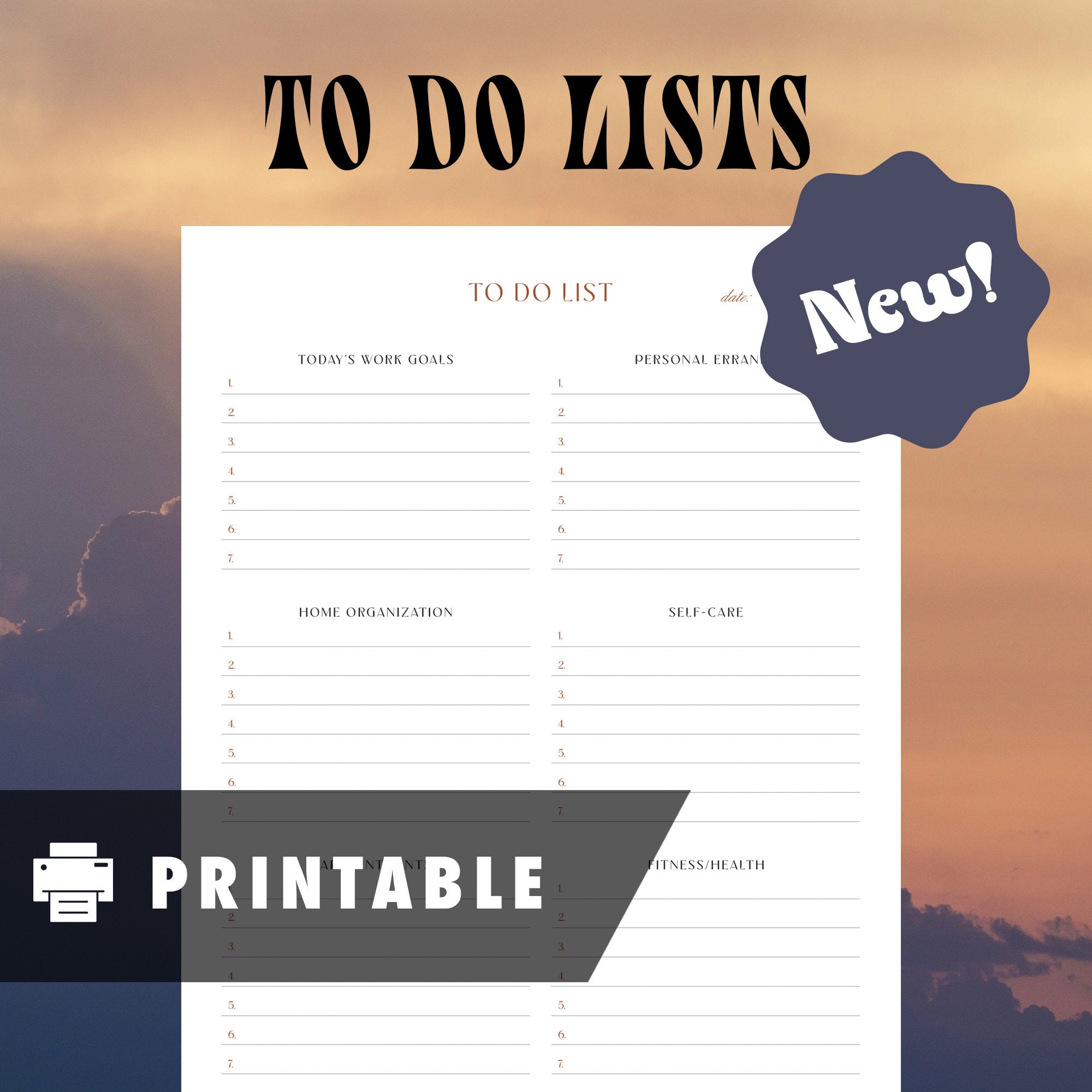 Digital to Do Worksheet INSTANT DOWNLOAD Printable Pdf - Etsy