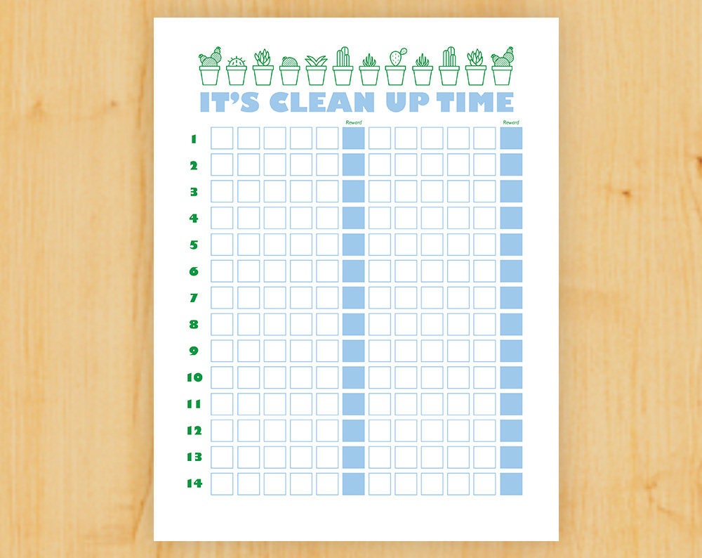 Clean up Chart INSTANT DOWNLOAD Printable Jpg | Etsy