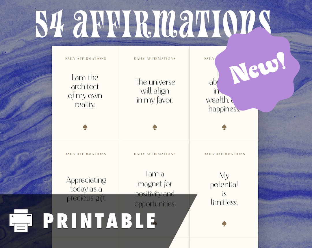54 Daily Affirmations - INSTANT DOWNLOAD - Printable Pdf - Etsy