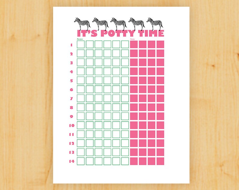 Potty Training Chart Zebra it's Potty Time INSTANT DOWNLOAD Printable ...
