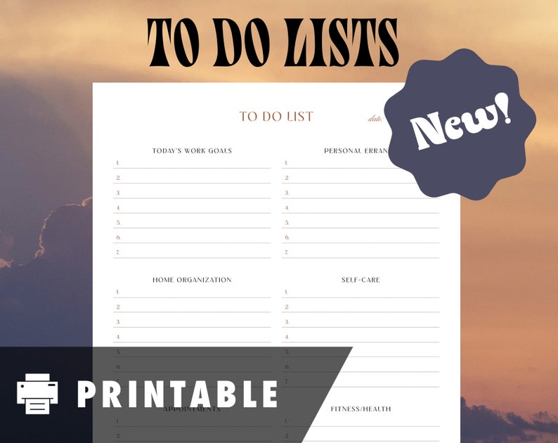 Digital to Do Worksheet - INSTANT DOWNLOAD - Printable Pdf - Etsy